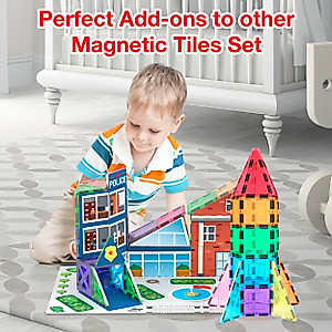 PicassoTiles Magnetic Building Block Rocket Booster Theme Set Magnet Construction Toy Educational Kit Engineering STEM Learning Playset Child Brain Development Stacking Blocks Playboard PT32
