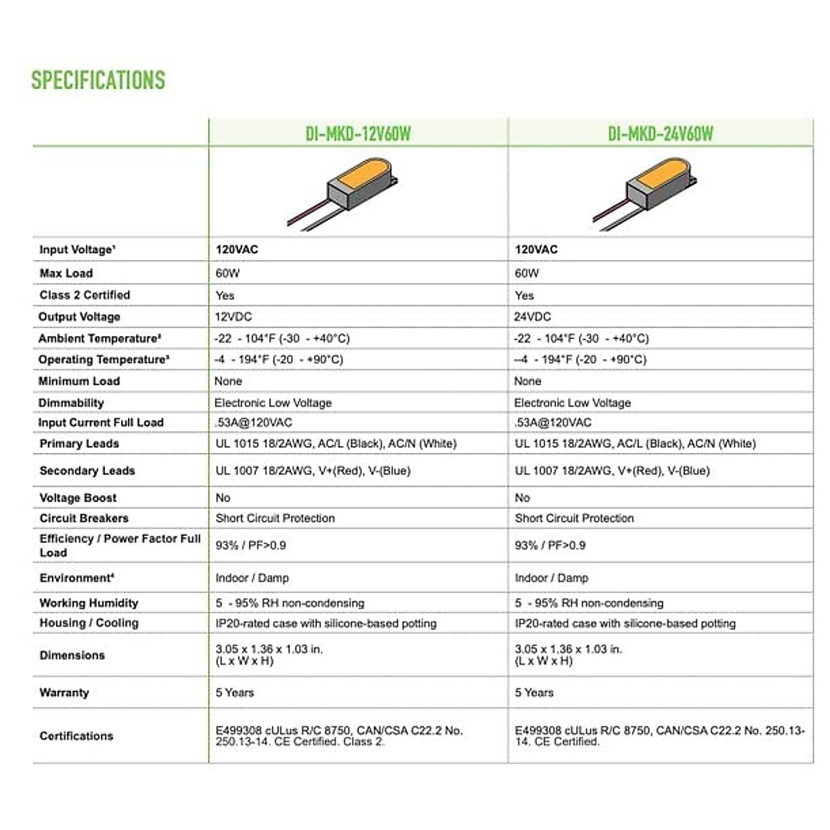 Diode DI-MKD-12V60W MikroDIM Electronic Dimmable Driver (60W - 12 Volts)