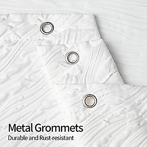 MitoVilla White Modern Fabric Shower Curtain, Farmhouse Waves Cloth Shower Curtains for Neutral Hotel Bathroom Decor, 3D Geometric Embossed Textured, Durable & Wrinkle Resistant, 72 x 72