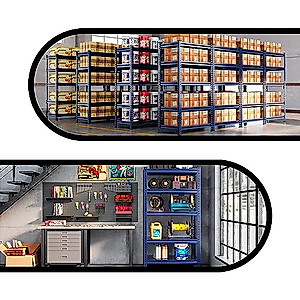 REIBII 72" Garage Shelving Heavy Duty Garage Storage Shelves Load 1700LBS Adjustable Heavy Duty Shelving 5 Tier Metal Shelving for Storage Industrial Shelving 31.9" W x 17.1" D x 72" H Blue 2 Pack