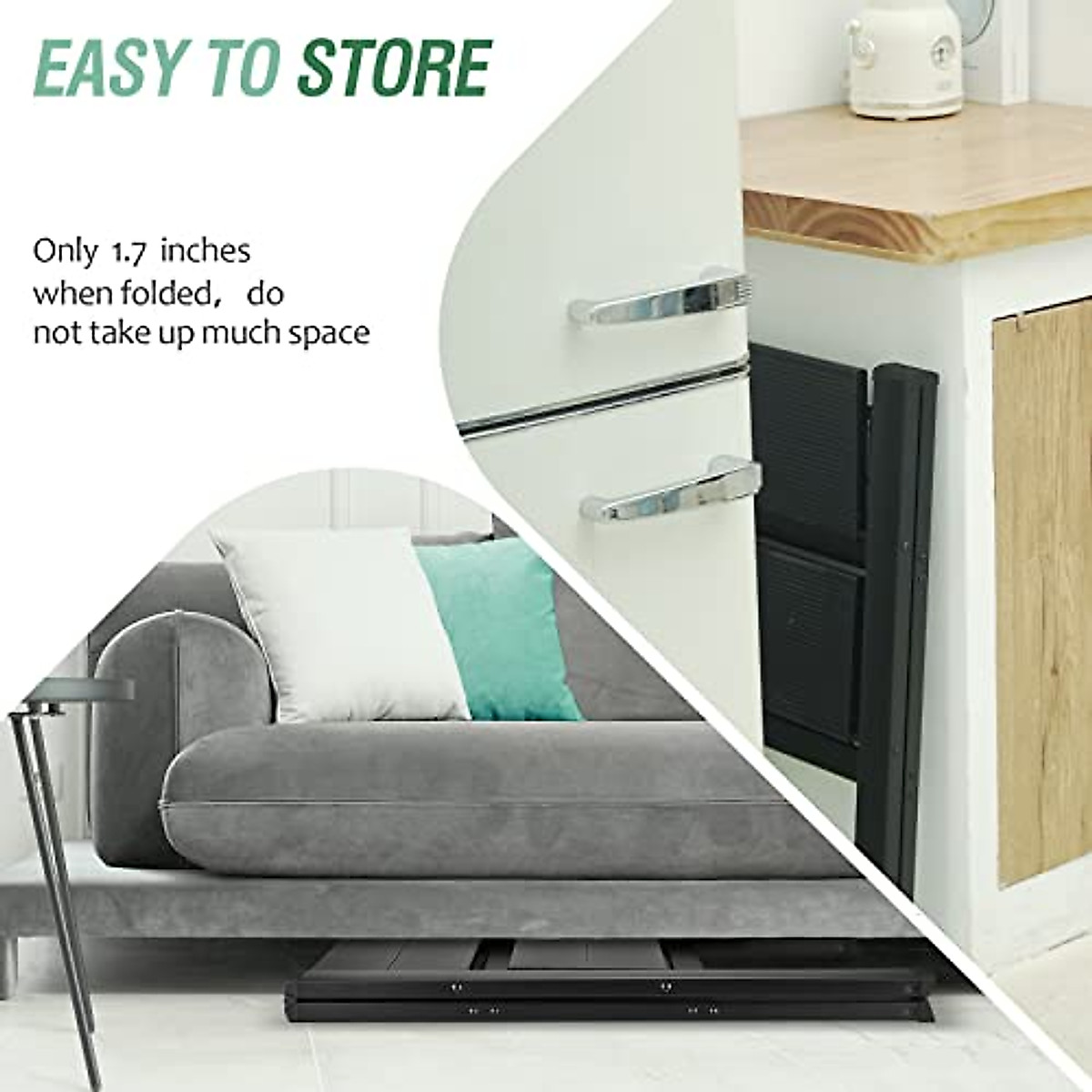 HBTower 2 Step Ladder, Aluminum Ladder, Folding Step Stool for Adults, 330LBS Capacity Sturdy& Portable Ladder for Home Kitchen Library Office, Black