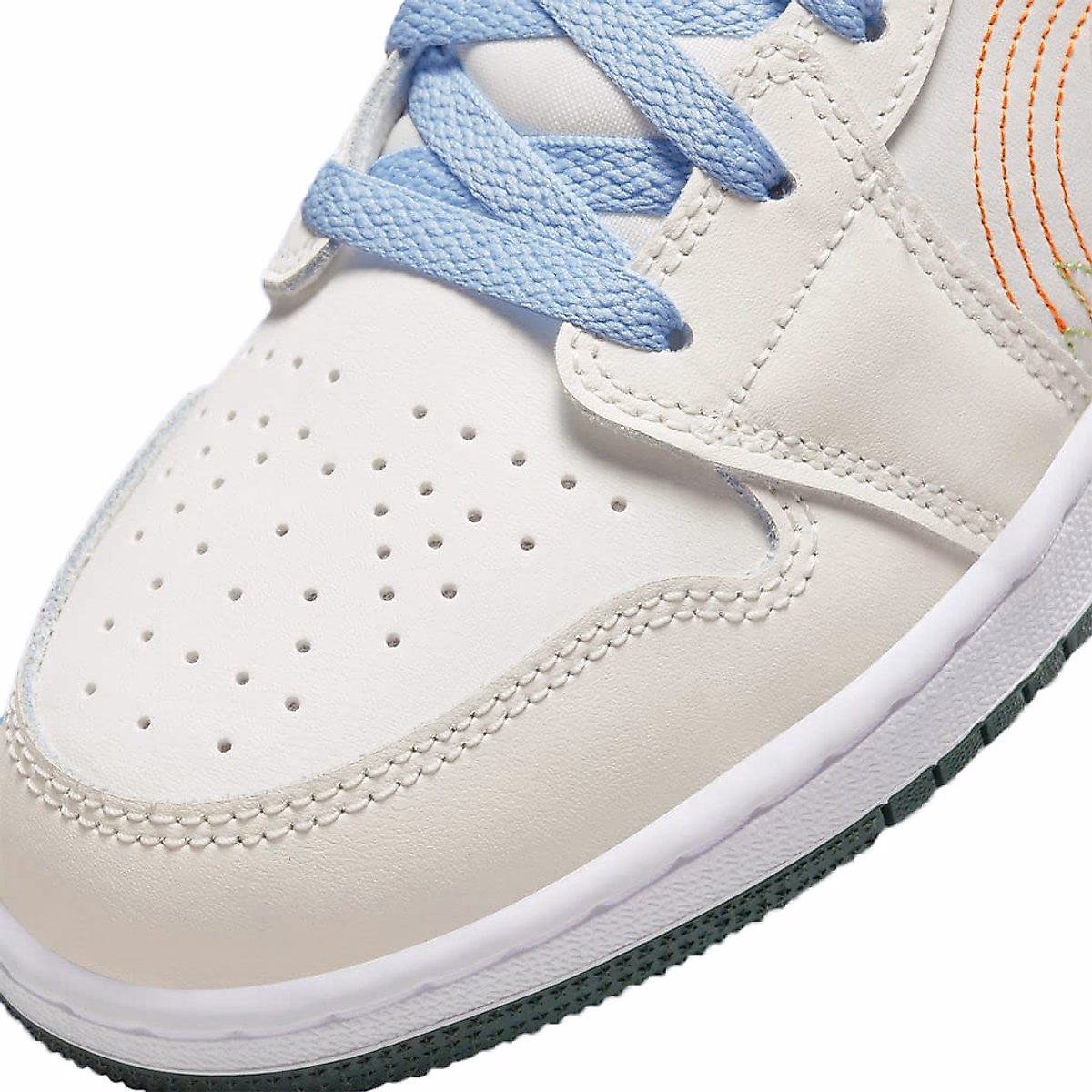 Jordan Boy's Air 1 Mid SE (Big Kid) Sail/Safety Orange/Psychic Blue 7 Big Kid M