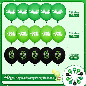 40 PCS Reptile Swamp Birthday Party Balloons Decorations Jungle Wild One Party Decorations Safari Animals Lizard Snake Turtle Alligator Themed Balloons for Kids Birthday Baby Shower Party Supplies