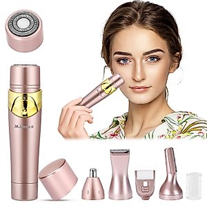 Augot Hair Removal for Women, 4 in 1 Painless Facial Hair Remover, Rechargeable Bikini Trimmer Portable Electric Shaver Flawless Epilator Razors for Women Pubic Eyebrow Nose Lip Face Leg Body Hair
