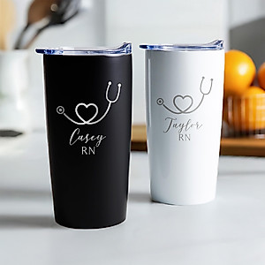 Lifetime Creations Engraved Personalized Nurse Stainless Steel Tumbler with Lid 20 oz (Black) - Custom Nurse Gift, Doctor, Healthcare Worker, RN Coffee Travel Mug