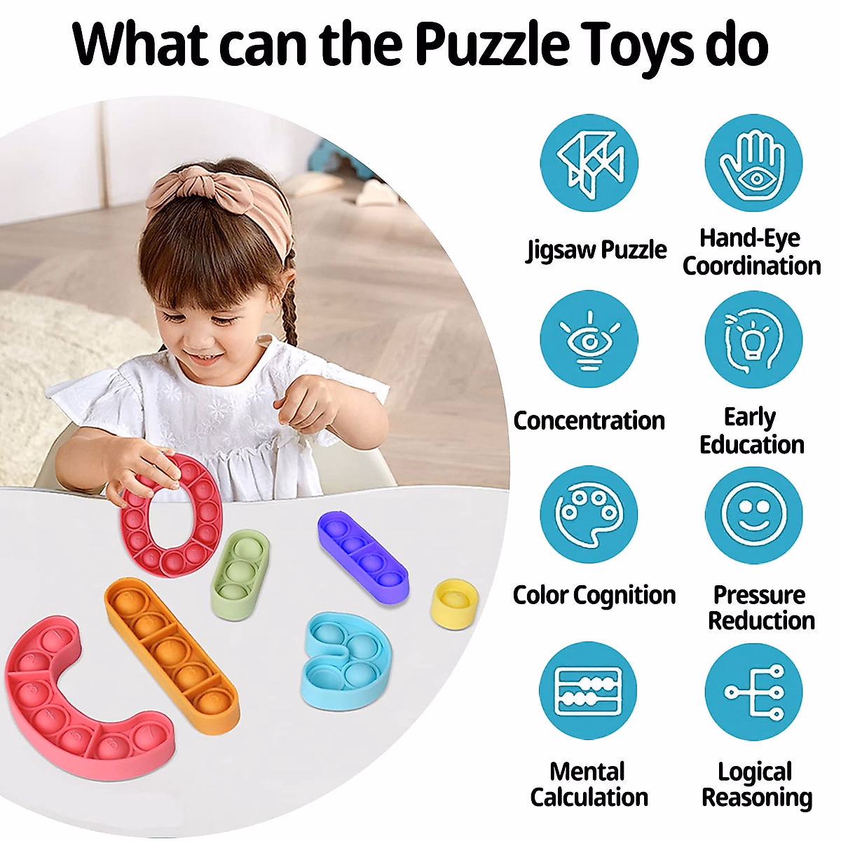 16Pcs Push Fidget Pop Letters Puzzle Toys Alphabet Learning Education Toys Silicone Stress Relief ABCs Puzzle Board Toys Parent-Child Game Play Creative Teaching Toys for Kids Friends Autistic