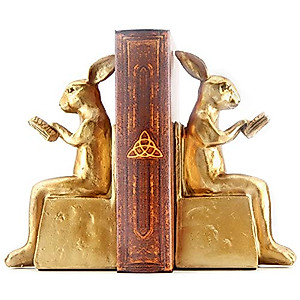 Bellaa 22883 Rabbit Bookends Studious Reading Bunny 7 Inch