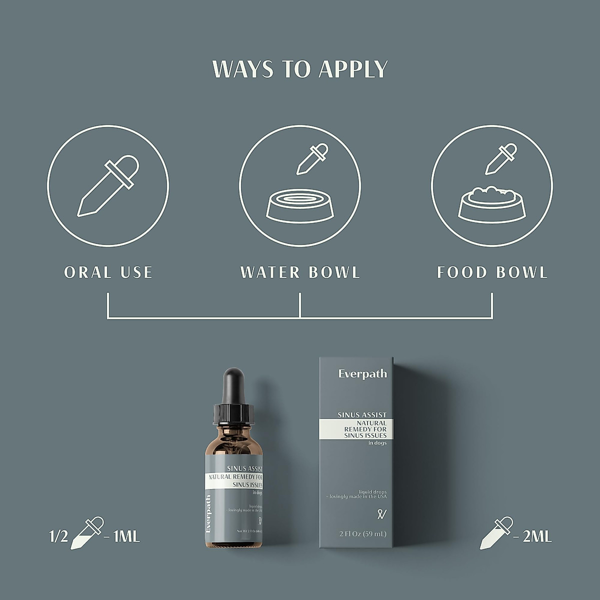 2024 Everpath Upgraded Sinus Support for Dogs - 2 Fluid Ounces/60mls | USA Made | Supports Sinus Health and Relief | Relief for Allergies, Congestion & Acute Sinusitis | Natural Solution for Pets