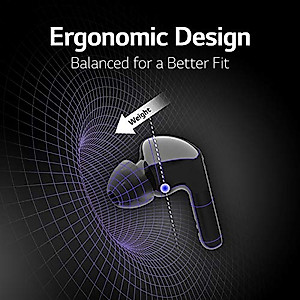 LG TONE Free FN7 - Active Noise Cancelling True Wireless Bluetooth Earbuds with Meridian Sound, Dual Microphone for Work/Home Office, iPhone and Android Compatible, Black