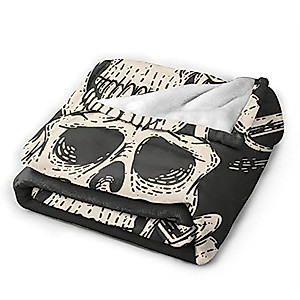 Perinsto Pirate Skull Throw Blanket Ultra Soft Warm All Season Decorative Fleece Blankets for Bed Chair Car Sofa Couch Bedroom 50"X40"