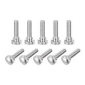 uxcell Knurled Thumb Screws, M5x20mm Brass Shoulder Bolts Grip Knobs Fasteners, Nickel Plated 10Pcs