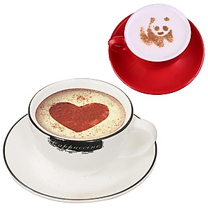 2 Stainless Steel Powder Shakers, SENHAI Mesh Shaker Powder Cans for Coffee Cocoa Cinnamon Powder with Lid, with 16 pcs Printing Molds Stencils