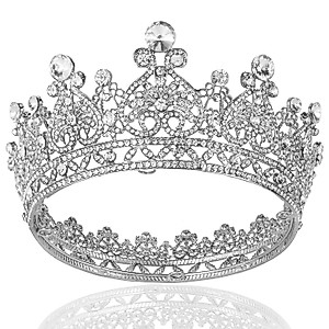 Silver Crown for Women Crystal Queen Crowns and Tiaras for Girls Pageant Birthday Wedding Prom Party Valentines Costume