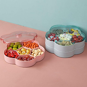Cabilock New Year Candy Container Snack Sectional Dish Fruit Serving Tray Snack Tray Seperate Candy Plate Fruit Tray Flower Shaped Nut Container Snack Serving Platter Tray Appetizer Desktop