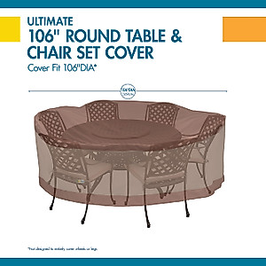Duck Covers Ultimate Waterproof Round Patio Table & Chair Set Cover, 106 Inch