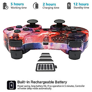 CHENGDAO Wireless Controller Compatible with Playstation 3 with High Performance Motion Sense Double Vibration and Charging Cable