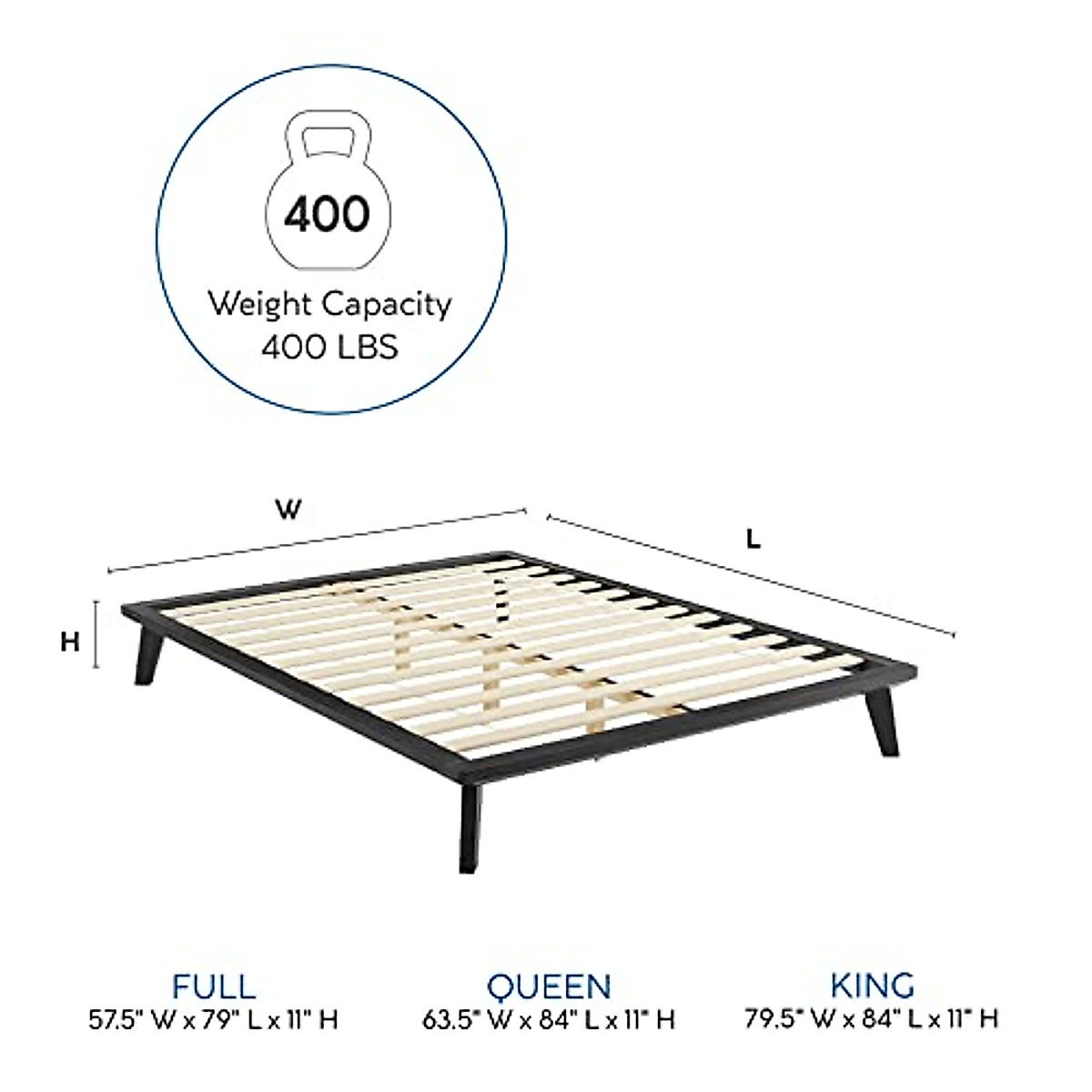 Classic Brands Canton Wood Platform Bed Frame Black, King