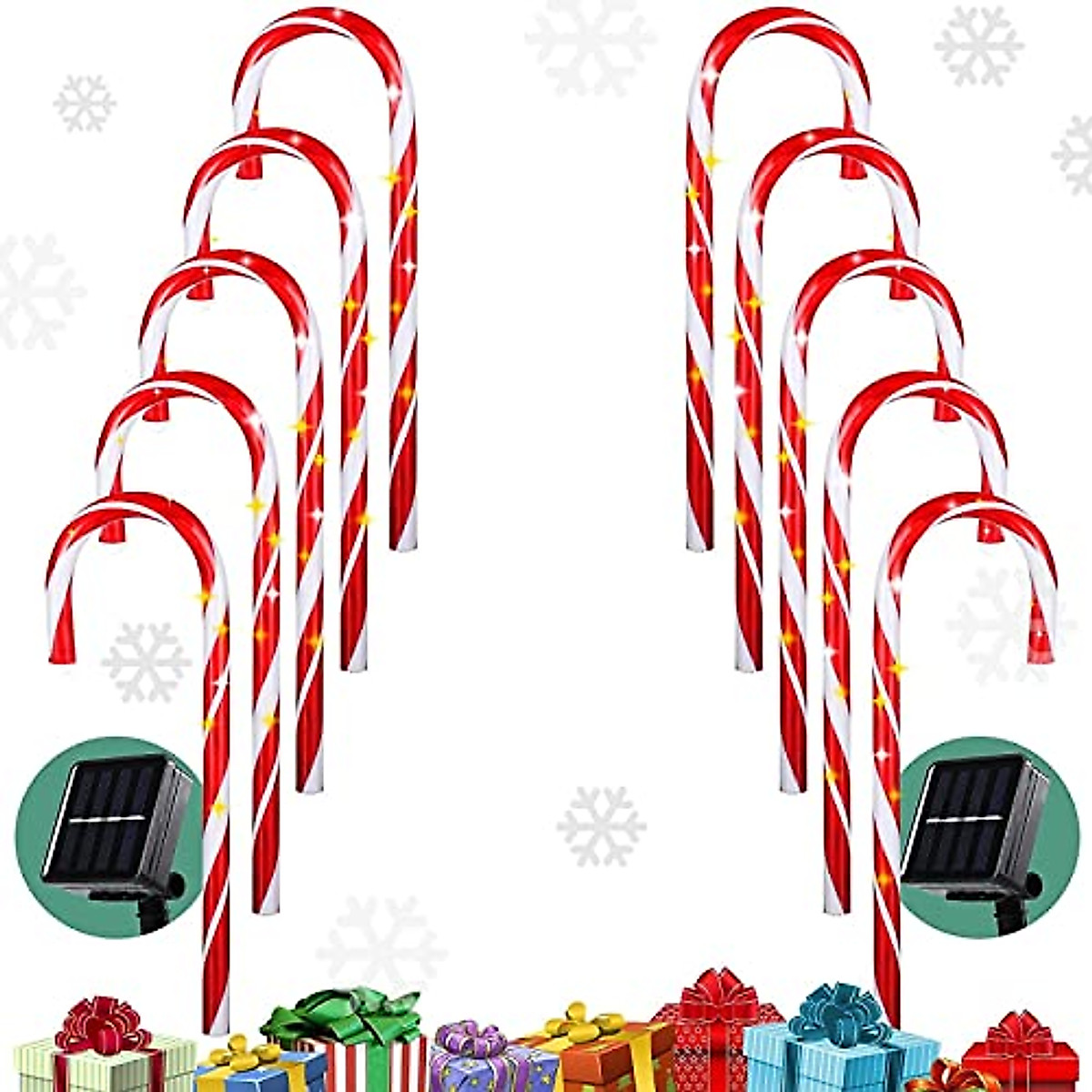 Christmas Candy Cane Lights,Solar Christmas Candy Cane Light， Outdoor Waterproof Christmas Day Light， LED Home Garden Passage Courtyard Lawn Decoration Light，2pcs