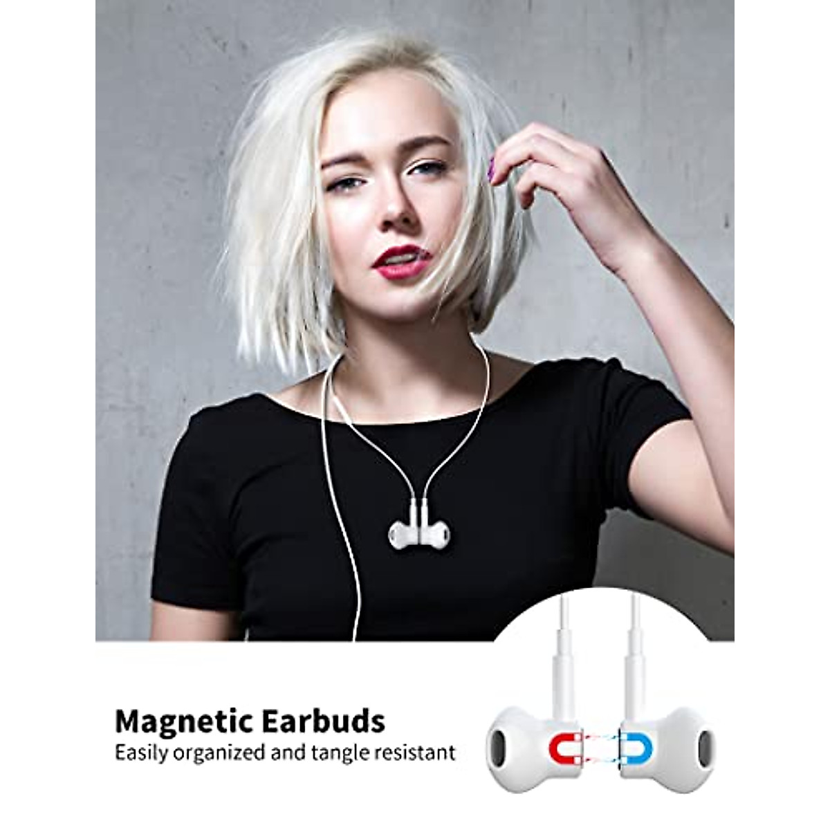 for Lightning Headphones Wired Earbuds for iPhone, MFi Certified Lightning Earphone Magnetic Headset HiFi Stereo with Microphone Volume Control for iPhone 14 Pro Max 13 12 Mini 11 10 X XR SE3 7 8 Plus