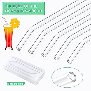 Panleding 16 Pack Reusable Glass Straws, Size 10''x10MM and 8.5''x10MM Each Including 4 Straight and 4 Bent, Clear Glass Drinking Straw with 4 Cleaning Brushes Perfect for Juice, Smoothies, Cocktail