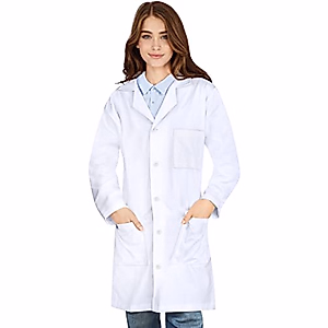 NY Threads Professional Lab Coat for Women, Full Sleeve Cotton Blend Long Medical Coat (White, Small)