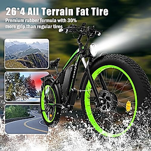 Dakeya Da06 Electric Bike for Adults,Dual Motor Ebike AWD 2000W,21-Speed 35MPH Mountain Snow Ebike with Removable 52V 23AH Battery,26" x 4.0 Fat Tire E-Bike with High-Capacity Cycling Pannier Bag