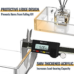 NiHome Clear Acrylic Floating Wall Shelves Set of 3 Sizes, 5mm Thickness Display Wall Shelves with Edge, Bathroom Wall Mounted Shelf Hanging Floating Bookshelves for Home Office Wall Decoration