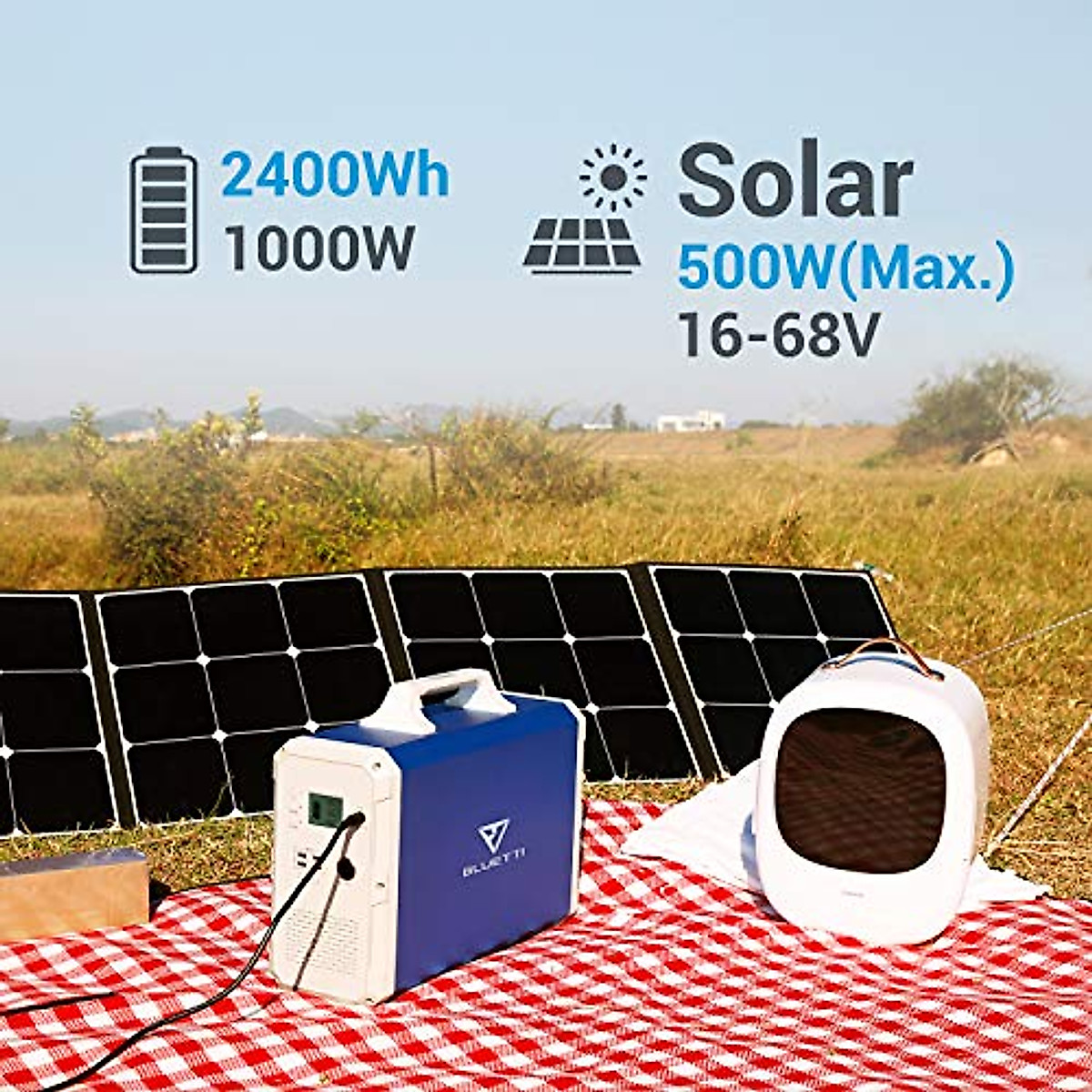 BLUETTI 2400Wh Portable Power Station EB240, Lithium Battery Pack Solar Generator with 2x110V/1000W Pure Sine Wave AC Outlets, 45W PD, Backup Power Storage for Home Emergency, Outdoor Camping