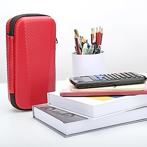 Graphing Calculator Case for Texas Instruments TI-84 Plus CE/TI-83 Plus CE/TI-84 Plus/Casio fx-9750GII, Storage Box Protective Pouch with Zipped Pocket for USB Cables, Pencil, Ruler, Manual, (Red)
