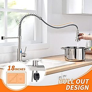 OWOFAN Touchless Kitchen Faucet with Pull Down Sprayer LED Light Single Handle Kitchen Sink Faucet Motion Sensor Smart Hands-Free, Stainless Steel Brushed Nickel 1080SN