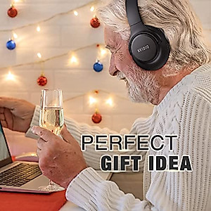 KVIDIO [Updated] Bluetooth Headphones Over Ear, 65 Hours Playtime Wireless Headphones with Microphone,Foldable Lightweight Headset with Deep Bass,HiFi Stereo Sound for Travel Work Laptop PC Cellphone