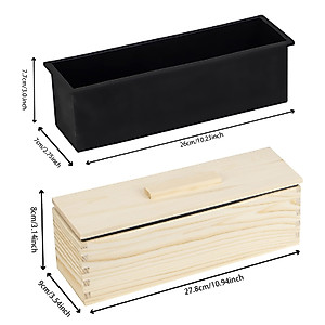 2PACK 42 oz Flexible Rectangular Silicone Soap Loaf Molds Kit with Wood Box for CP and MP Making Supplies