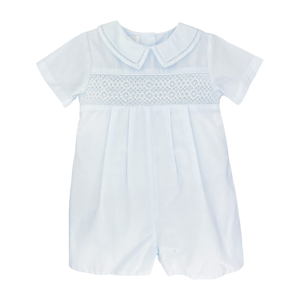 Petit Ami Baby Boys' Romper with Smocking and Faggoting, 12 Months, Blue