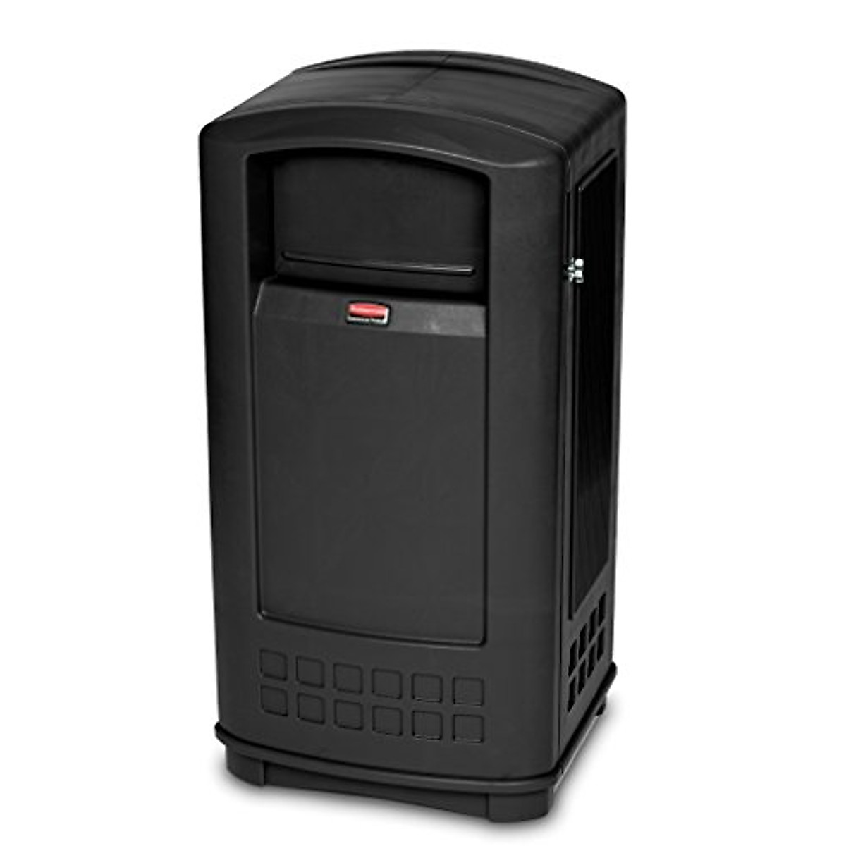 Rubbermaid Commercial Products Plaza Jr. Trash Can, 35-Gallon, Black, Large Outdoor Wastebasket for Stadiums/Malls/Airports/Office Buildings/Schools