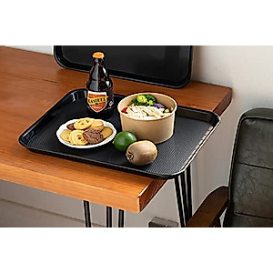 Aebeky Plastic Cafeteria Trays,Fast Food Serving Trays,13"X17",Set of 6 (Black)