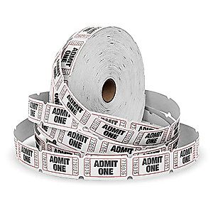 Raffle Tickets - Admit One Single Roll - Roll of 2000 Raffle Tickets (White)