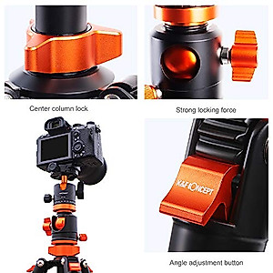 K&F Concept 67 inch Camera Tripod Horizontal Aluminum Tripods Portable Monopod with 360 Degree Ball Head Quick Release Plate for DSLR Cameras T255A4+BH-28L (TM2515T1)