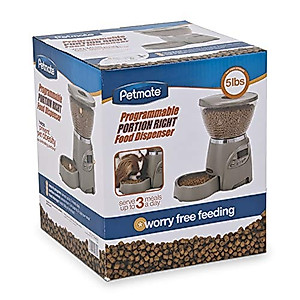 Petmate Portion Right Programmable Dog and Cat Feeder 2 Sizes Brushed Nickel