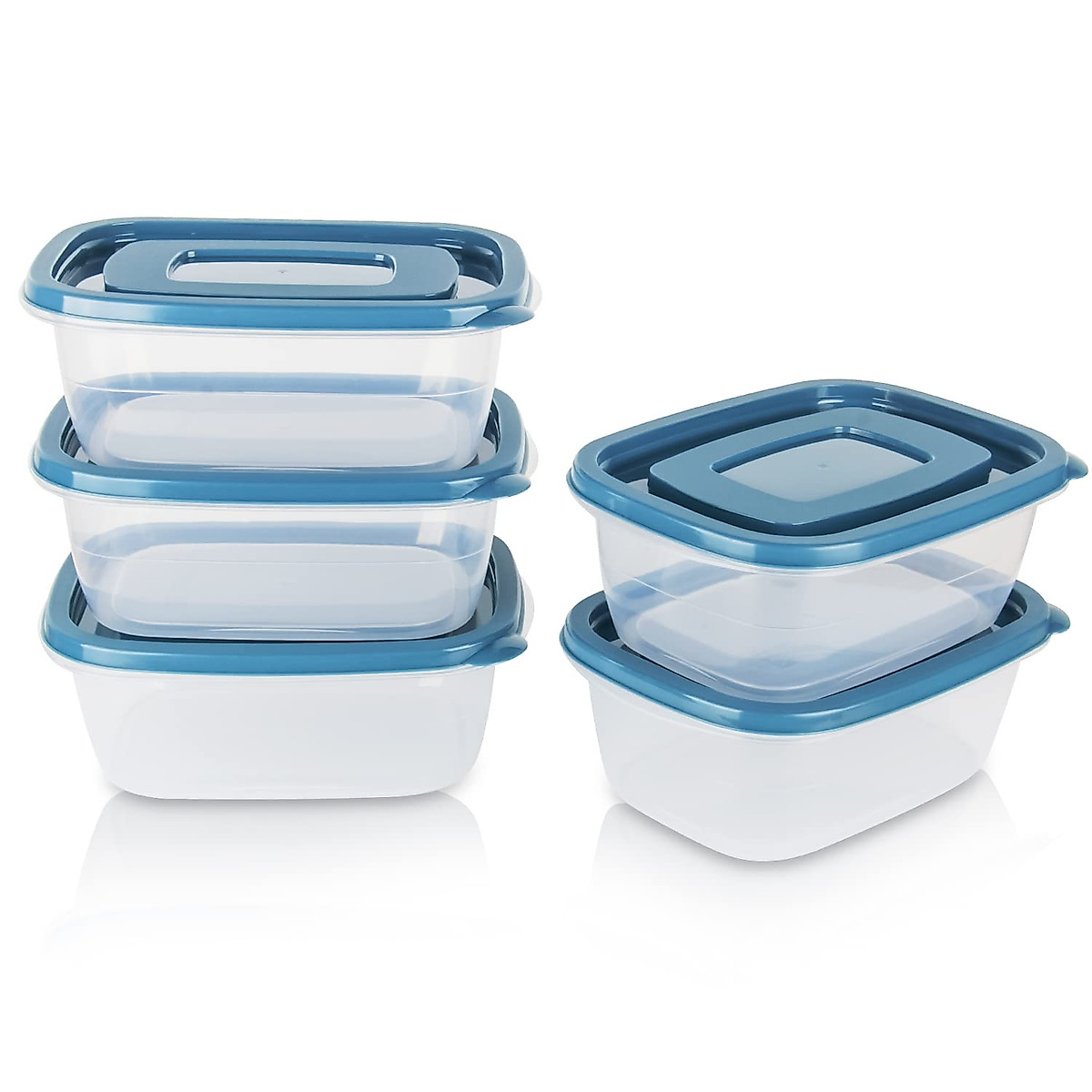 5PCS Food Containers Storage Sets(1000ML per Box),BPA-Free Rectangle Plastic Food Containers with Lids-Stackable Food Storage Box for School,Work,Travel and Meal Prep(Microwave and Fridge Safe)