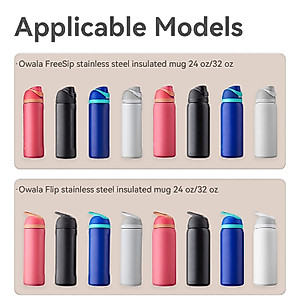 8pcs Owala Straw Replacement, for Owala FreeSip 24 oz 32 oz Reusable Straws with Cleaning Brush for Owala Water Bottles, Tumbler Accessories Parts Dishwasher Safe Ullnosoo