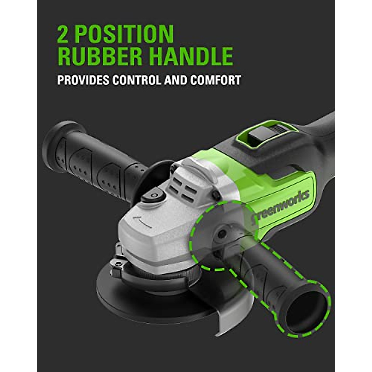 Greenworks 24V Brushless Angle Grinder with 4Ah USB (Power Bank) Battery and Charger
