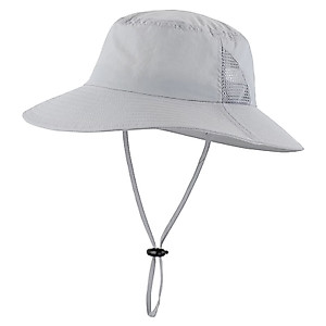 Connectyle Womens UPF 50+ Beach Sun Hat Nylon Bucket Fishing Hat with Ponytail Travle Hat Light Grey