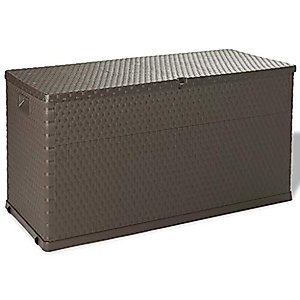 Deck Box, Large Storage Space for Cushions, Pool Accessories, Pillows, Garden Storage Box Lights Ideal for Garden, Patio, Balcony, Storage Box in Patio Storage Box Brown 47.2"x22"x24.8"