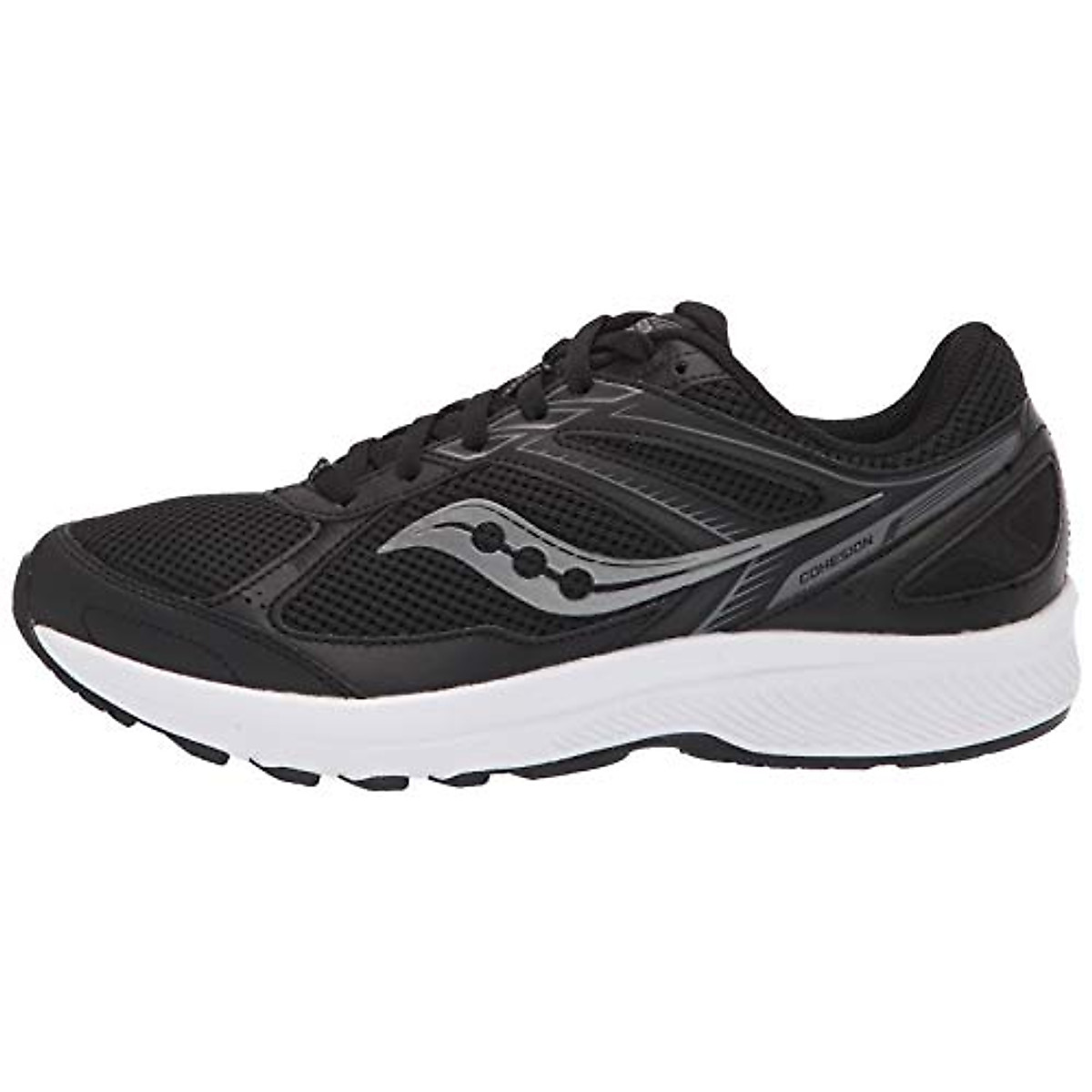Saucony Men's Core Cohesion 14 Road Running Shoe, Black/White, 13 Wide