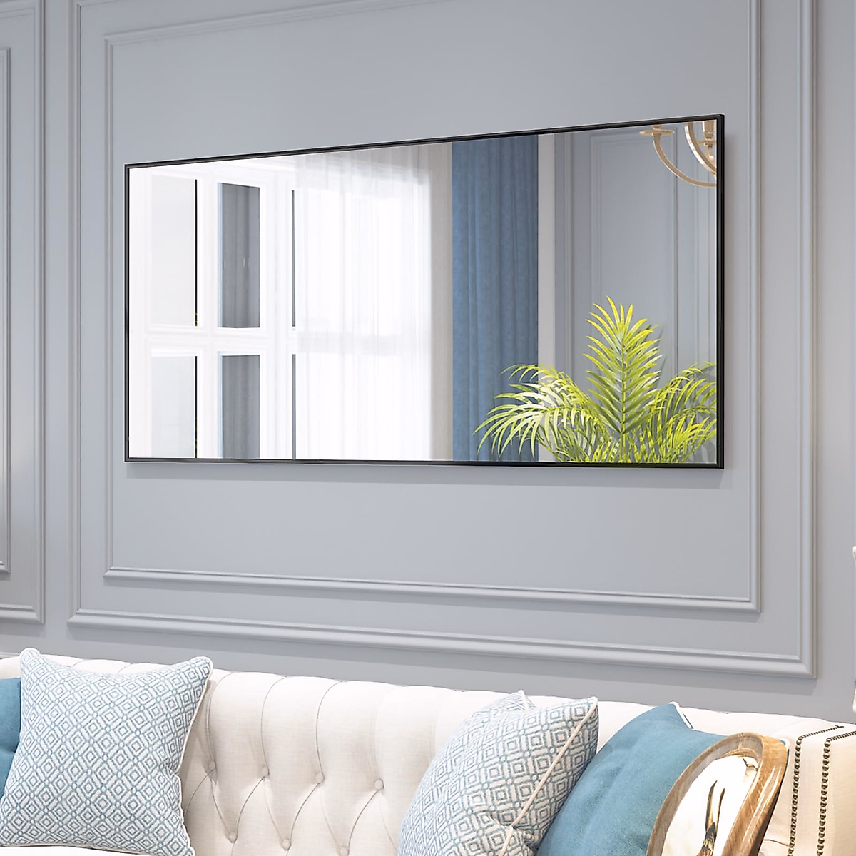 CASSILANDO Full-Length Mirror 65“ × 24 ", Floor Standing, Unique Vertical, Black Metal Frame Mirror, Over The Wall Hanging for Living Room Bedroom Entrance Bathroom