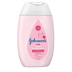 Johnson's Moisturizing Mild Pink Baby Lotion with Coconut Oil for Delicate Baby Skin, Paraben-, Phthalate- & Dye-Free, Hypoallergenic & Dermatologist-Tested, Baby Skin Care, 3.4 Fl. Oz