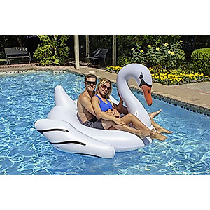 Poolmaster Jumbo Swimming Pool Float Rider, Swan, White Extra Large