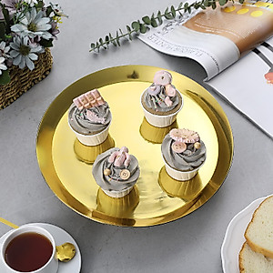 MyGift Modern Brass Plated Metal Lazy Susan Turntable, 12 Inch Rotating Tray, Pedestal Dessert Display Riser - Handcrafted in India