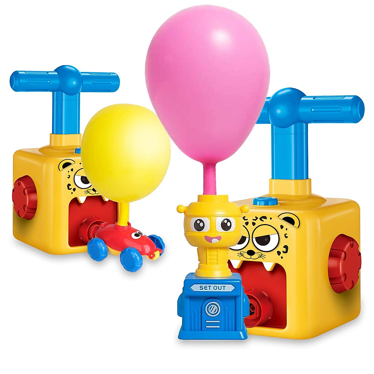 LOONIE LAUNCHER Balloon Launcher Car Toy Set, Balloon Powered Aerodynamic Racers, STEM Toys Party Supplies Preschool Science Racer Kit w/Manual Balloon Power Pump for Kids Boys Girls 3+ (Space Toys)