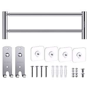 Tanice Double Towel Rail, Stainless Steel Towel Rail Retractable 40-70 Cm/15.75-27.56 Inch Towel Rack Wall Mounted with Screws for Bathroom and Kitchen